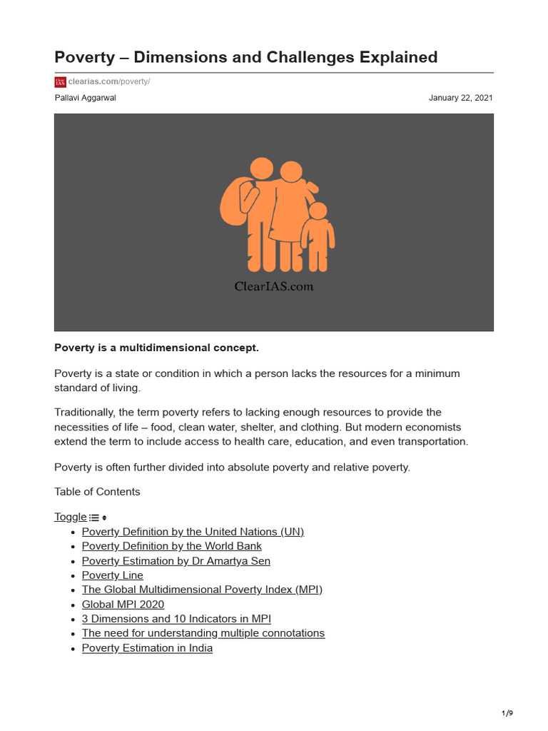 Understanding Poverty: Dimensions & Challenges | PDF | Poverty ...