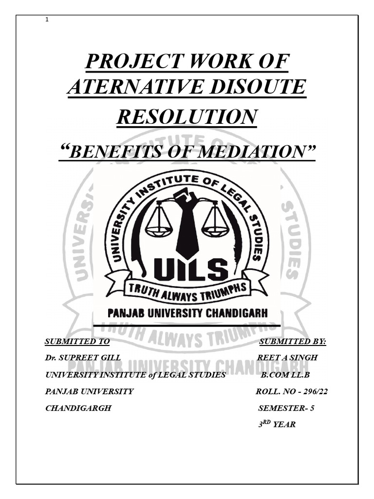 Project Work of Aternative Disoute Resolution | PDF | Mediation ...