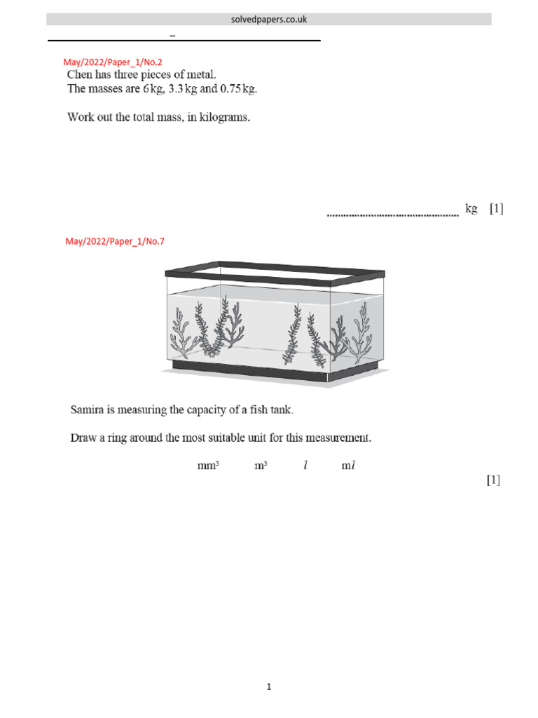2022 17 Length Mass and Capacity Checkpoint Sec 1 Mathematics | PDF