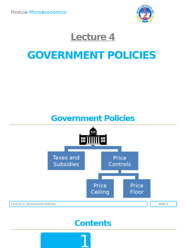 Lecture 4 Government Policies | PDF | Tax Incidence | Taxes
