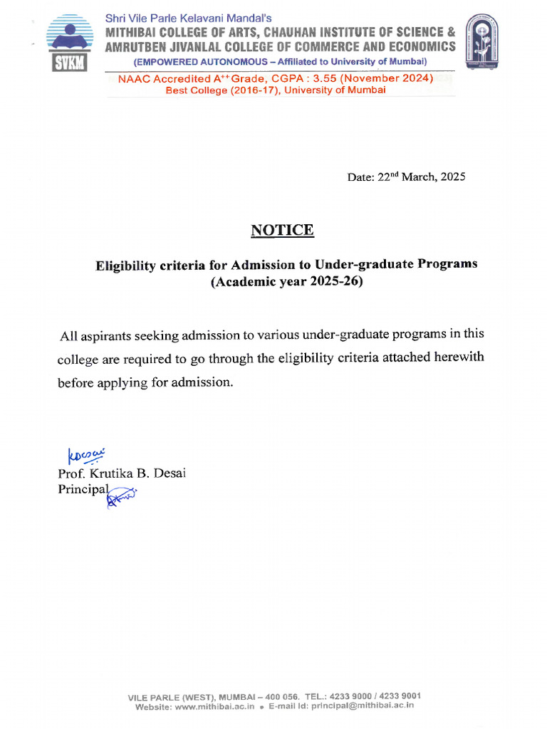UG Eligibility Criteria | PDF