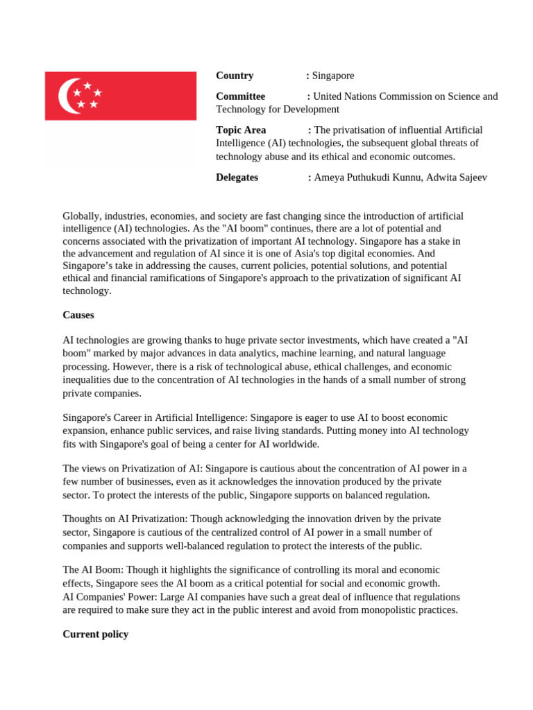 Position Paper-Singapore | PDF | Artificial Intelligence | Intelligence ...