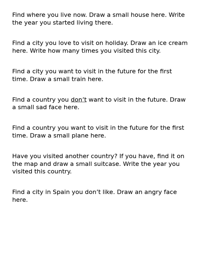 Present Perfect Map Activity Instructions | PDF