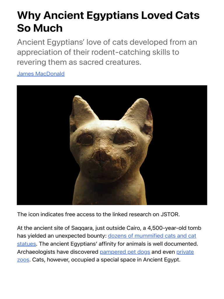 Why Ancient Egyptians Loved Cats So Much - JSTOR Daily | PDF | Cats ...