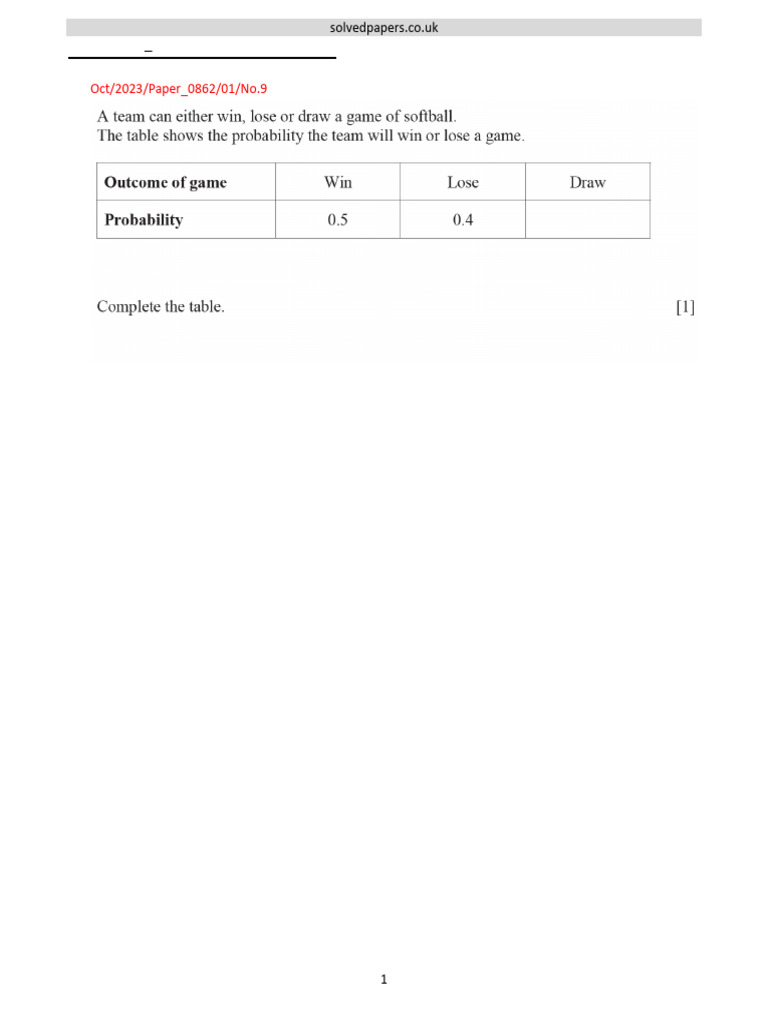 2023-Probability-Checkpoint Sec1 Math | PDF