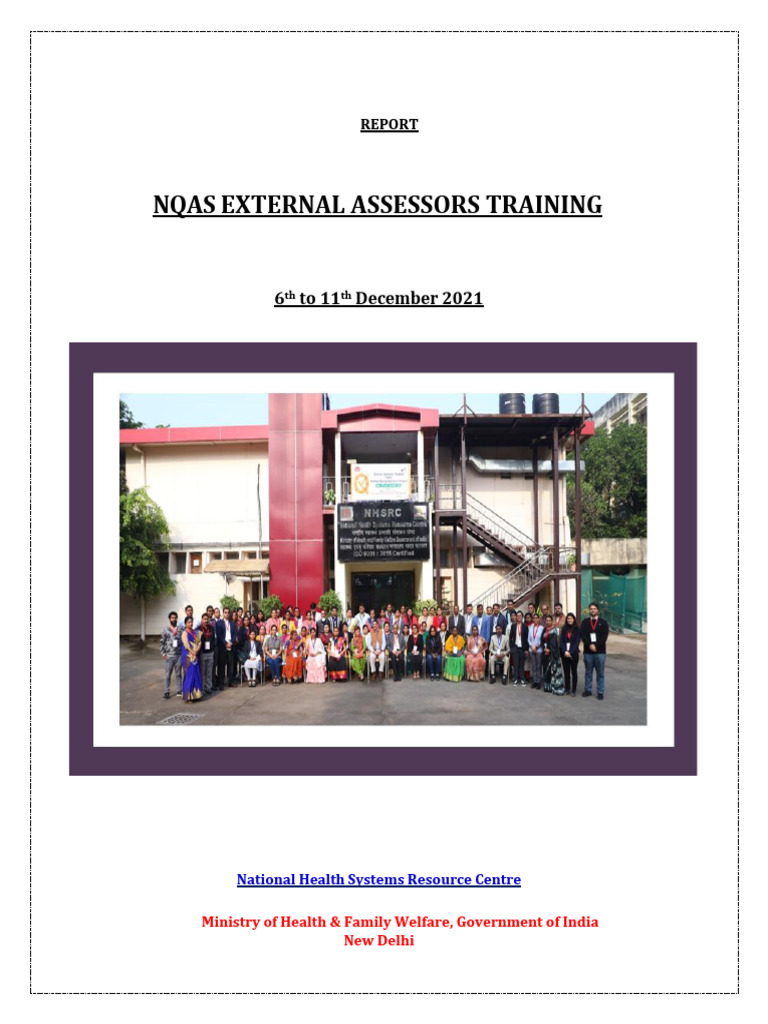 NQAS External Assessor Training Report | PDF | Health Care | Infection