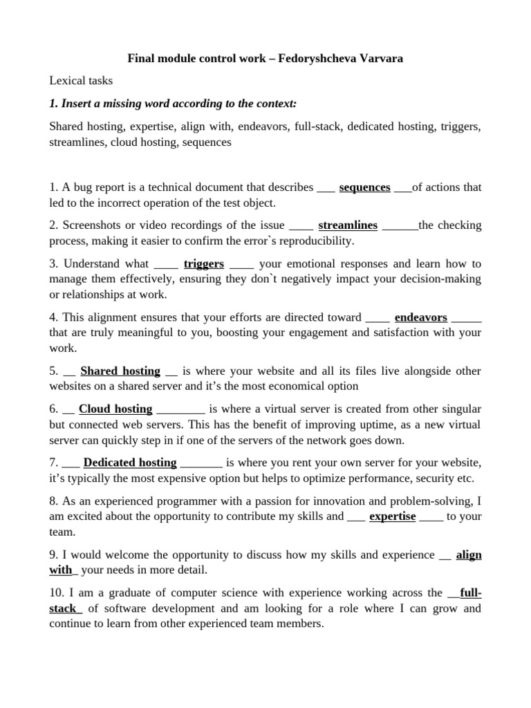 Lexical and Grammar Exercises for IT Skills | PDF | Cloud Computing ...