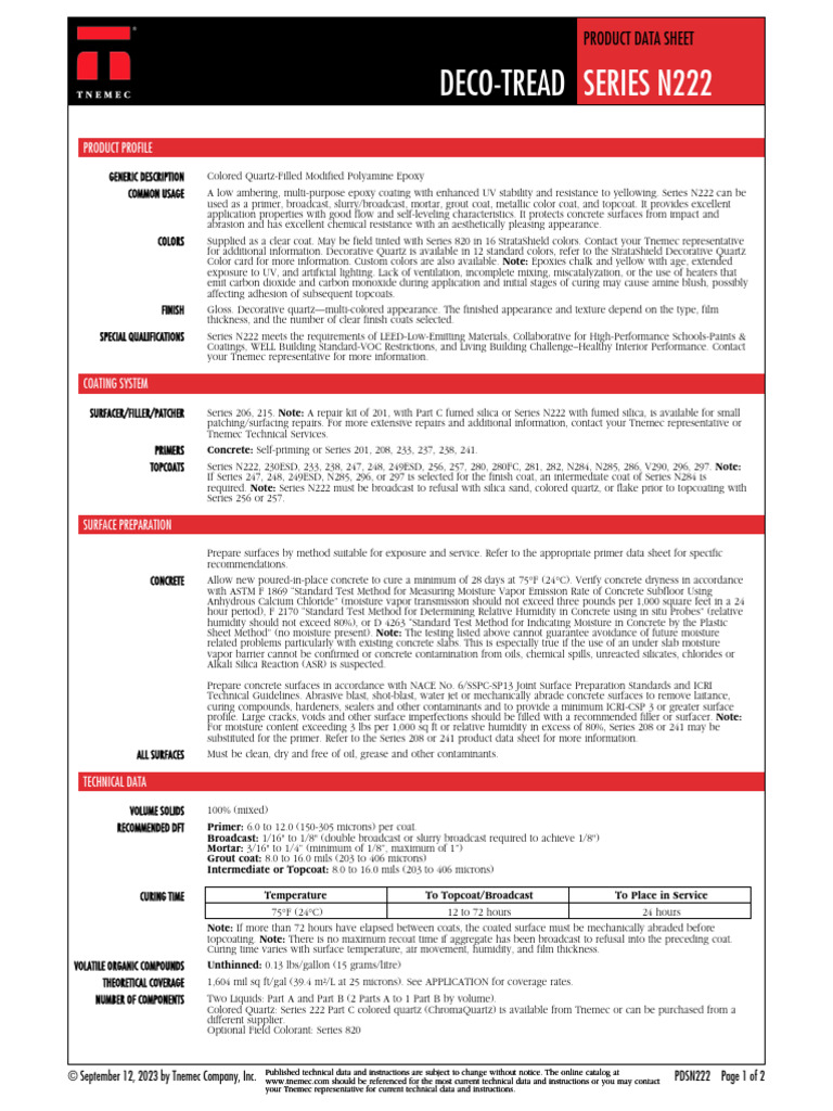 Tnemec Series N222 Product Overview | PDF | Concrete | Epoxy