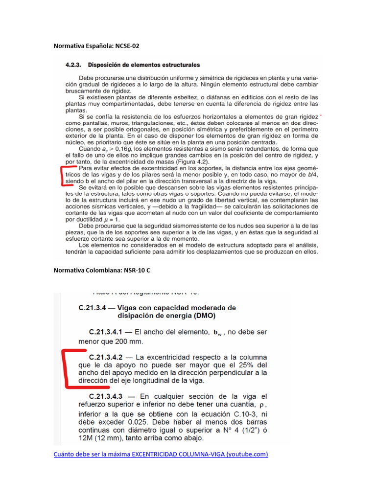 Excentricidad Viga Pilar | PDF