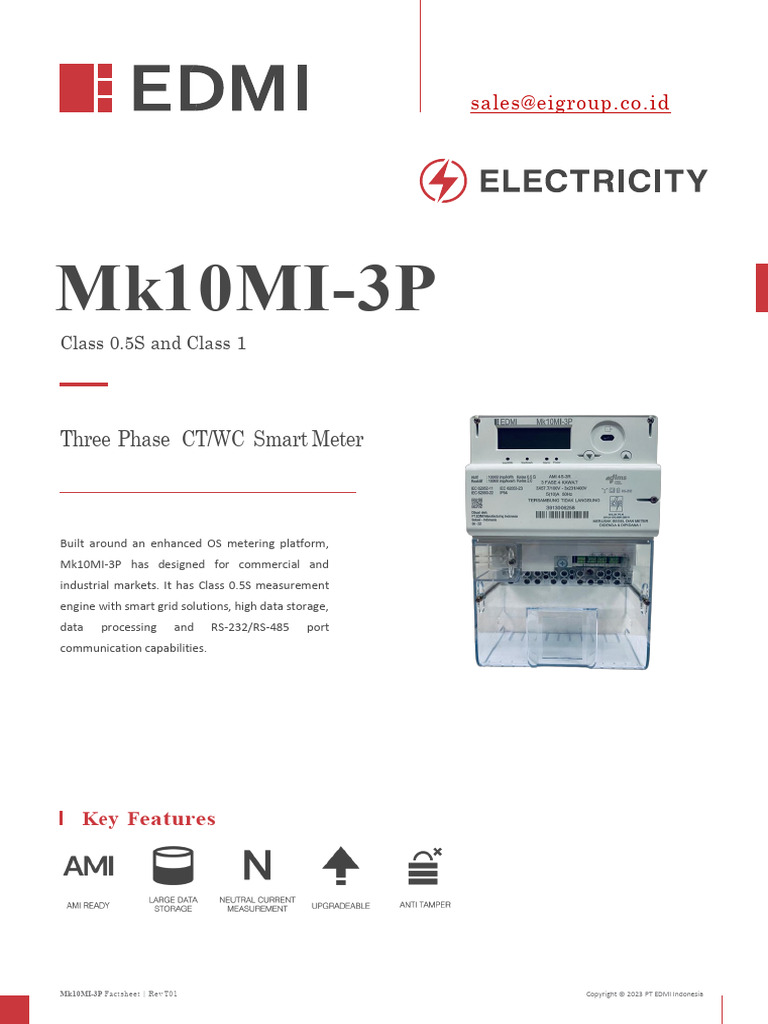 EDMI Mk10MI-3P Factsheet - NP | PDF | Electrical Engineering | Electricity