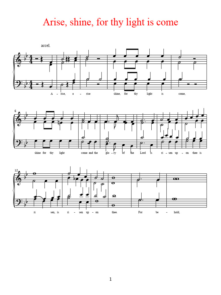 Arise, Shine, For Thy Light Is Come | PDF