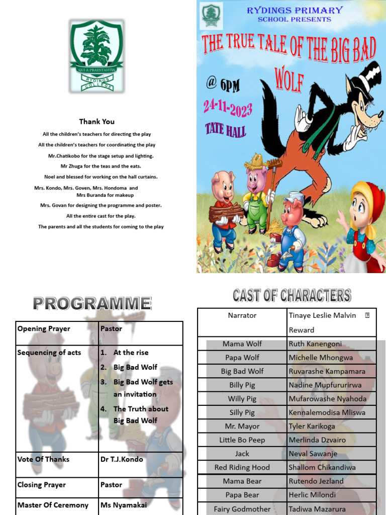 Big Bad Wolf Play Acknowledgments | PDF