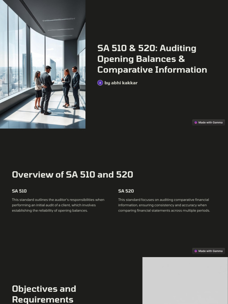 SA 510: Auditing Opening Balances | PDF | Audit | Accounting