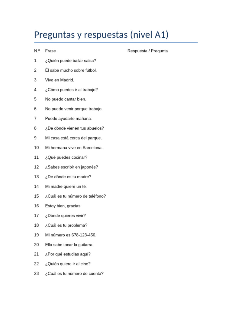 Preguntas y Respuestas A1 TABLA | PDF