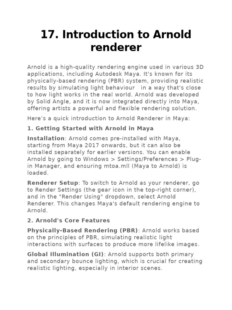 Introduction To Arnold Renderer | PDF | Rendering (Computer Graphics) | Graphics