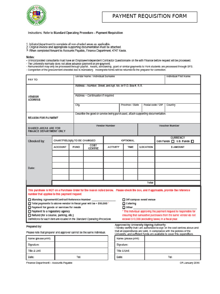 Payment Requisition Form | PDF