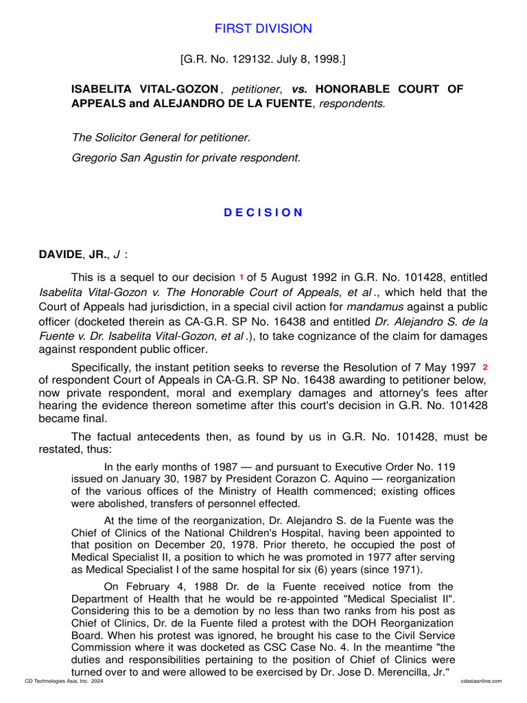 Vital-Gozon v. Court of Appeals | PDF | Lawsuit | Mandamus