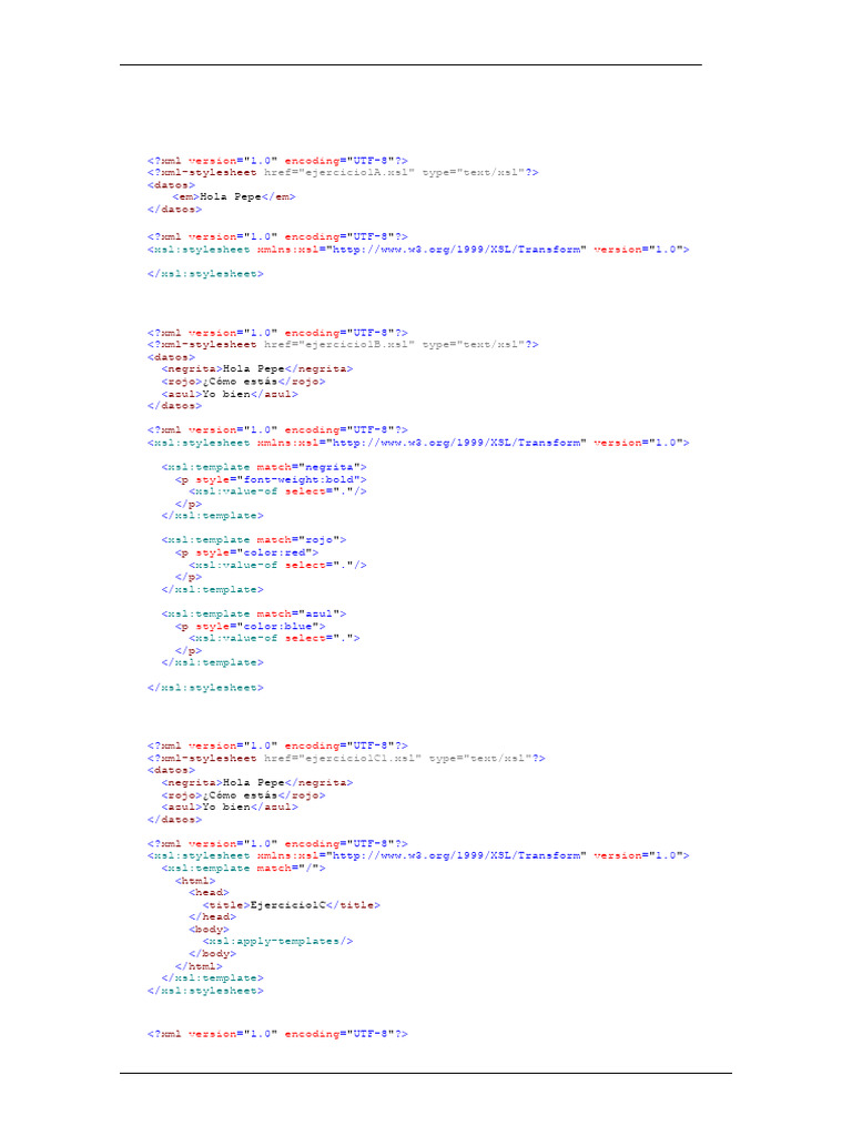 Relación Ejercicios T6 XSLT (REV 1.3) (1) | PDF | Xml | Xslt