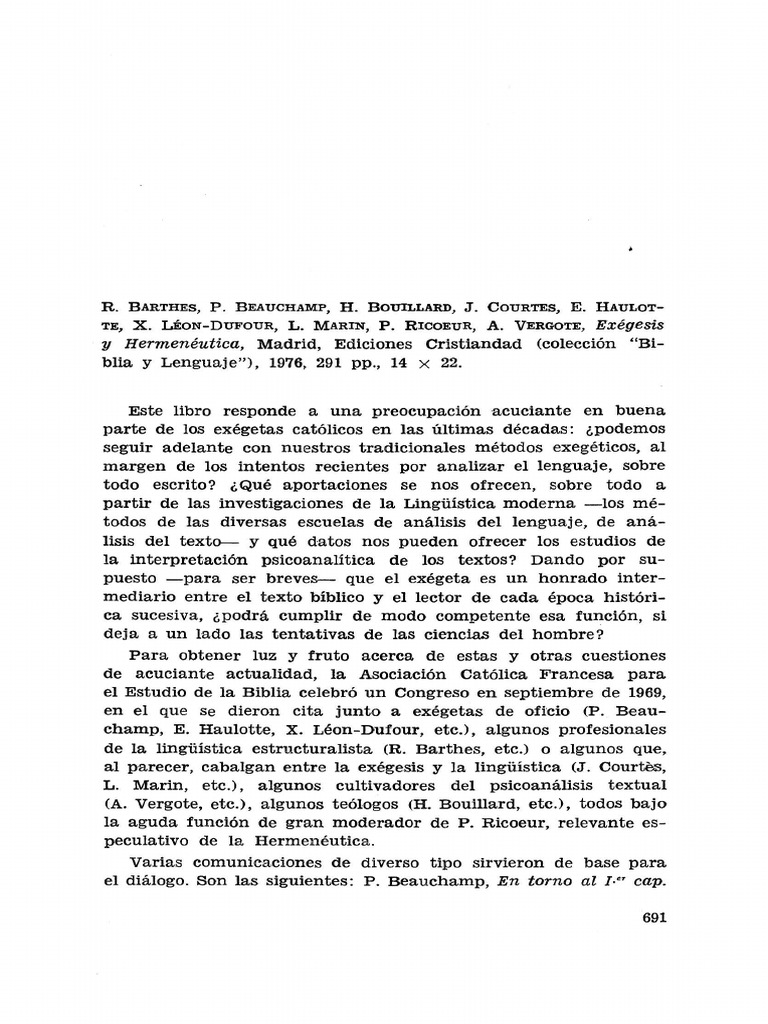 R Barthes P Beauchamp H Bouillard J Courtes e Haul | PDF | Hermenéutica ...