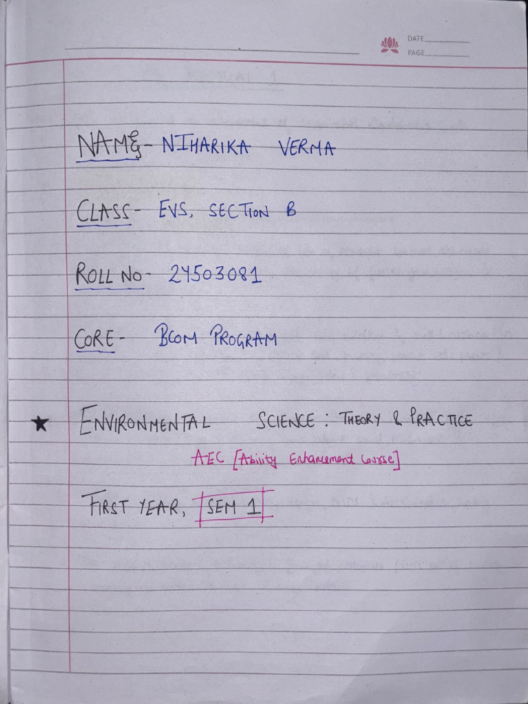 24503081 Niharika Verma EVS Test, Assignment, Practicals | PDF