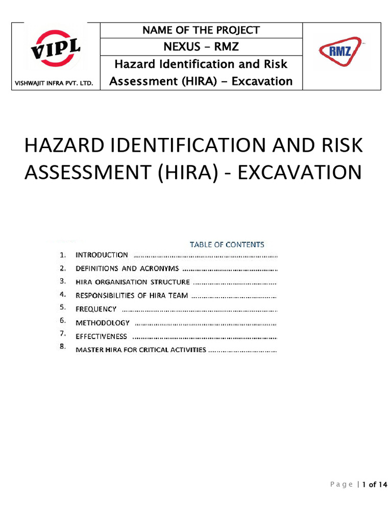 Hira - Excavation work - RMZ | PDF | Risk | Mathematical And Quantitative Methods (Economics)