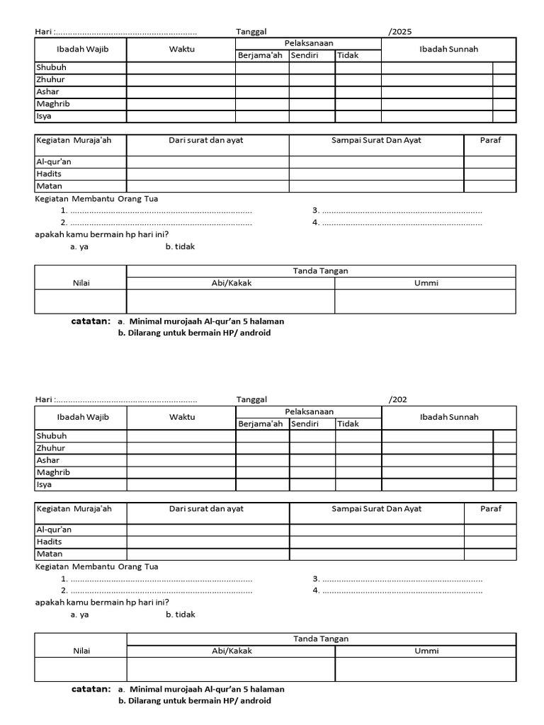 Kegiatan Liburan Santri | PDF