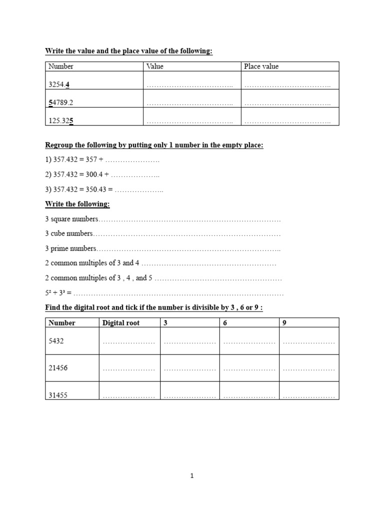 End of Term 2 Revision Sheet Year6 | PDF | Mathematics | Elementary Mathematics