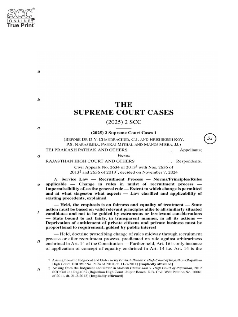 Tej Prakash Pathak v. Rajasthan High Court | PDF | Supreme Court Of ...