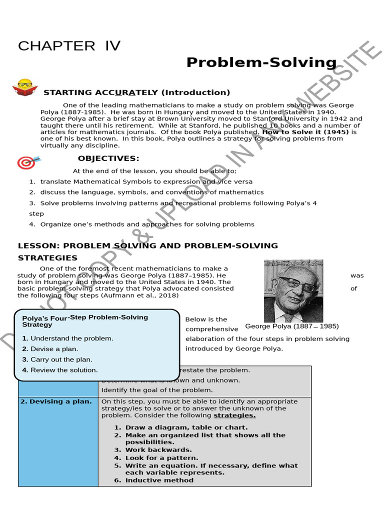 GEC 4 CHAPTER 4 PROBLEM SOLVING 1st Sem 23 - 24 | PDF | Equations | Numbers