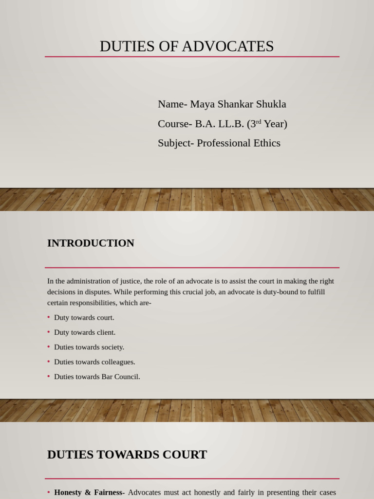 Essential Duties of Advocates Explained | PDF | Advocate | Justice