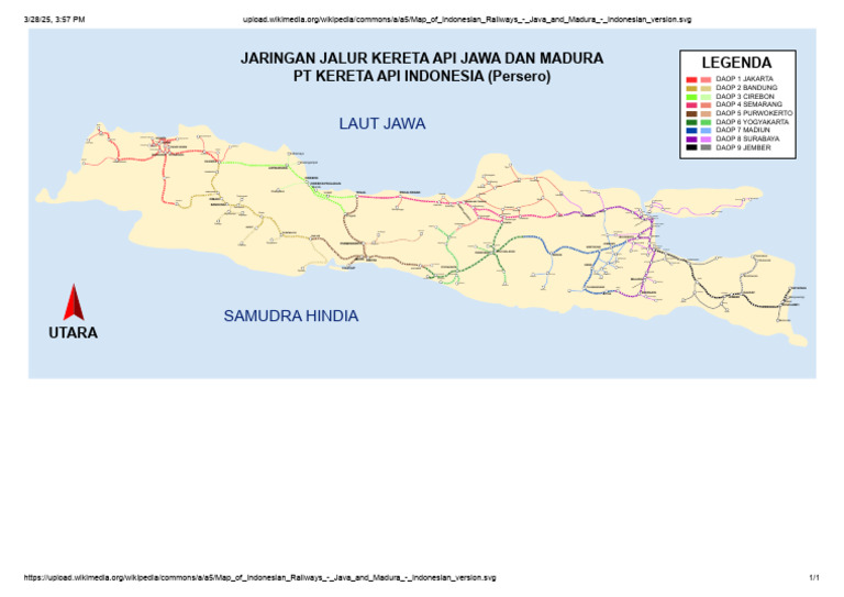 Map of Indonesian Railways - Java and Madura - Indonesian Version | PDF