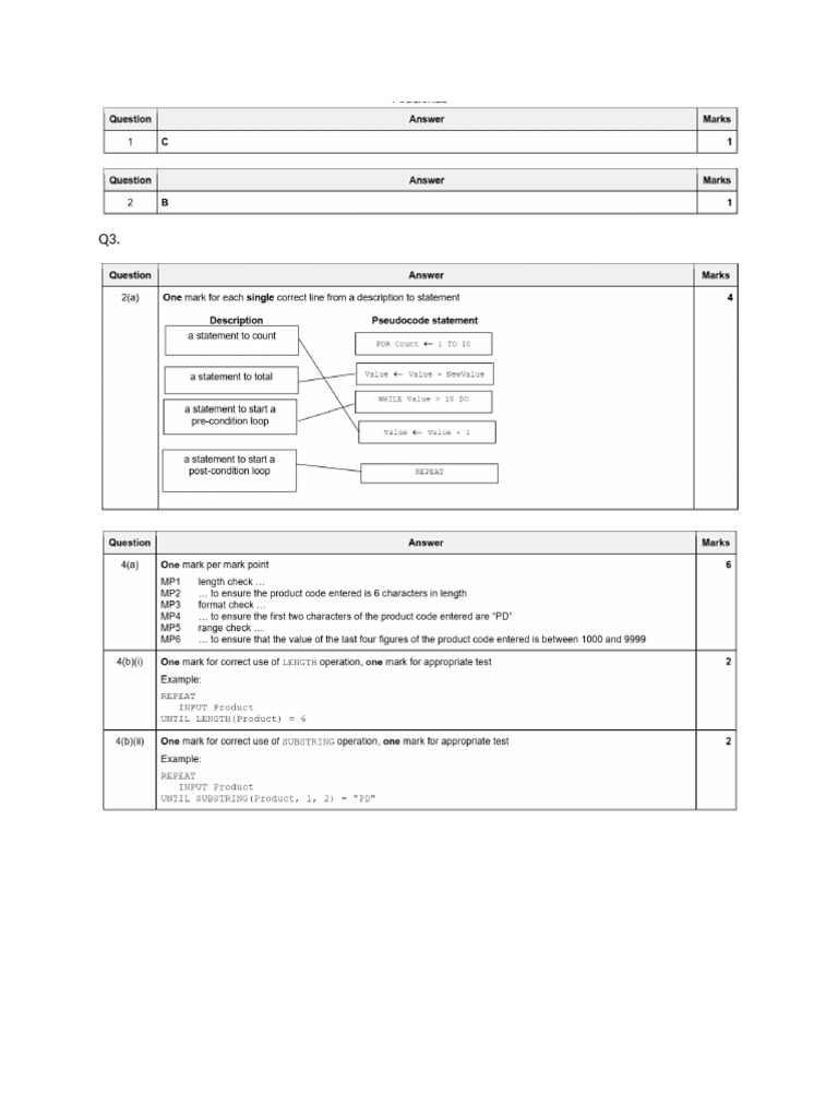 End of Chapter 7 & 8 Test Mark Scheme | PDF