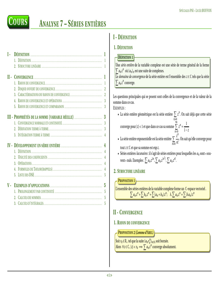 Cours - Séries Entières | PDF | Série entière | Mathématiques