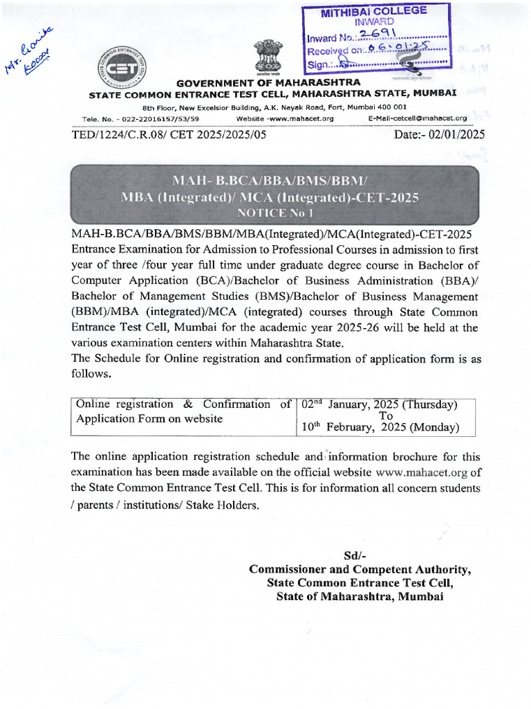 BMS CET Circular | PDF