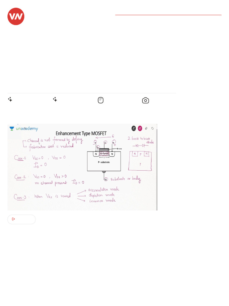Enhancement Type MOSFET - 1 - MOSFET - Lec 62 - Analog Electronics - GATE 2021 Exam (4f96e848 ...
