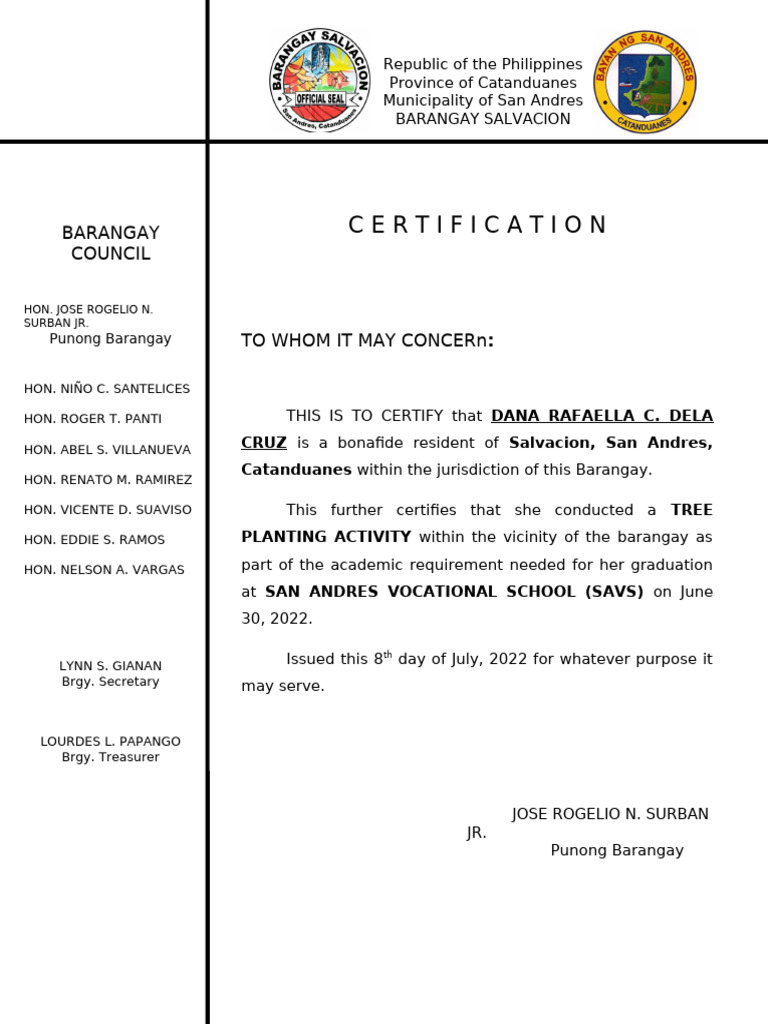 certification tree planting | PDF