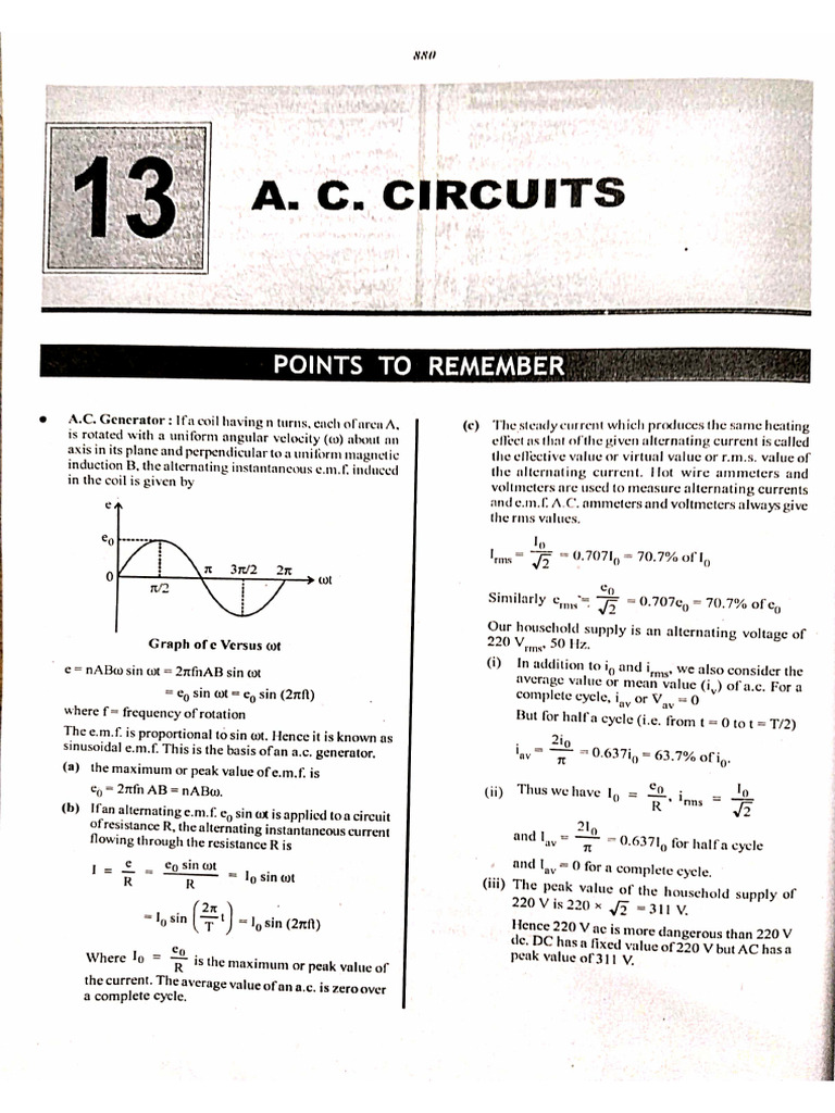 A C Circuit MCQ | PDF