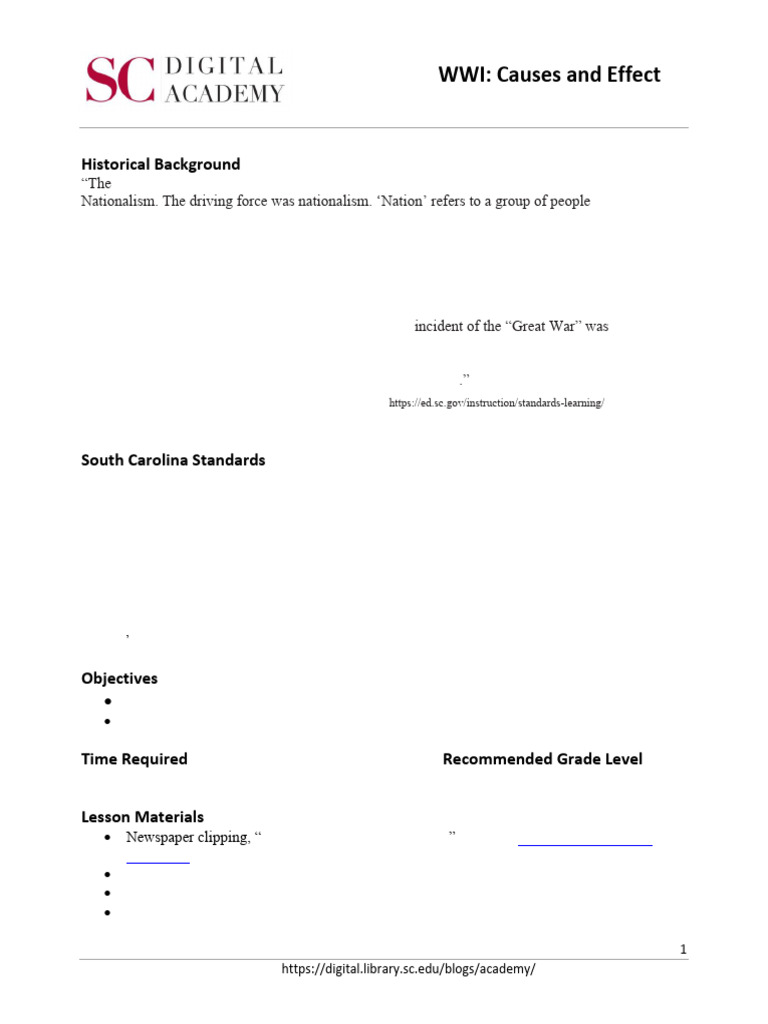 WWI Cause and Effect 7 5.11 | PDF | Nationalism | Austria Hungary