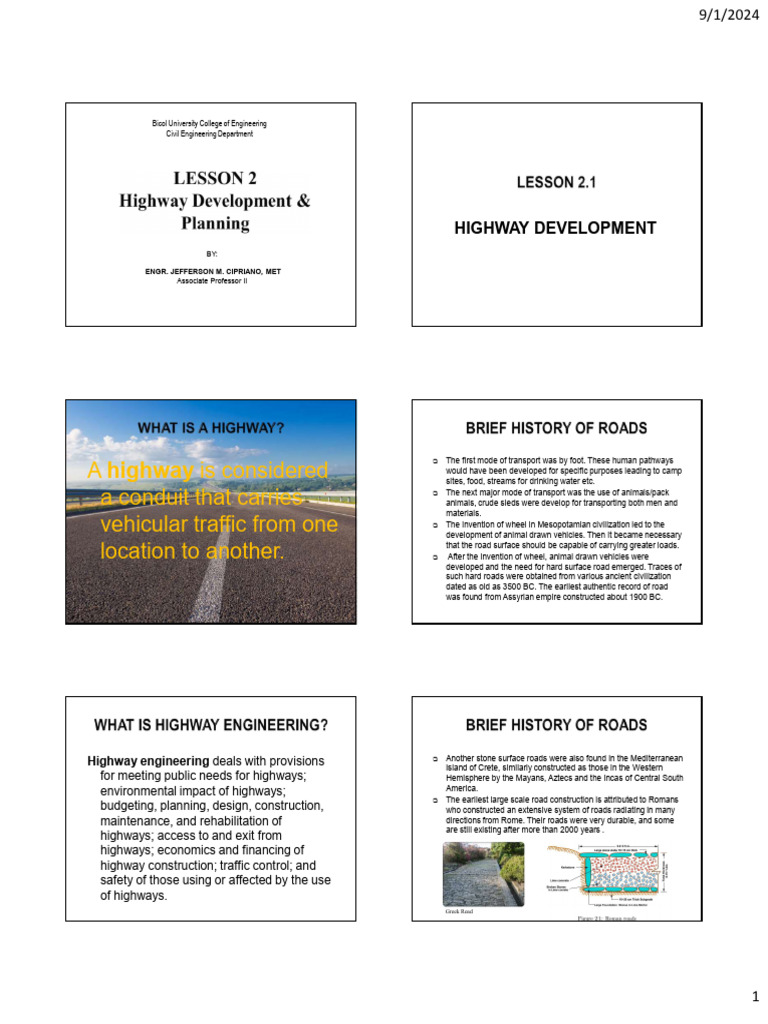 Highway Engineering and Development Overview | PDF | Controlled Access ...