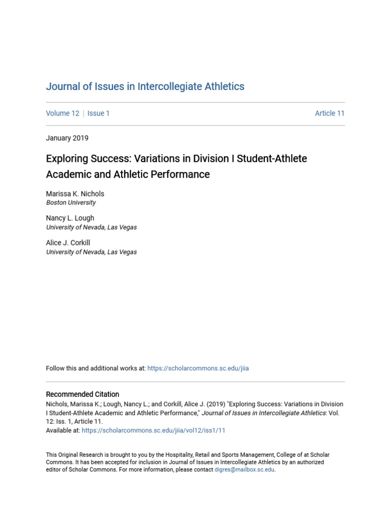 Exploring Success - Variations in Division I Student-Athlete Acade ...