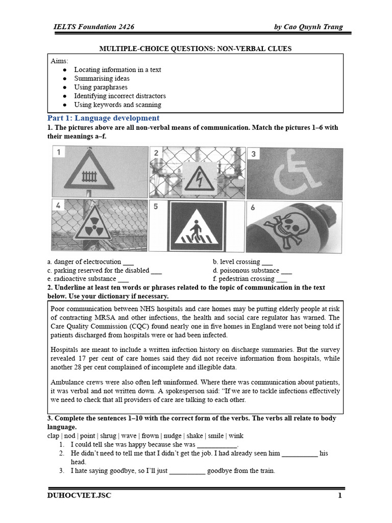 IELTS Foundation: Non-Verbal Communication | PDF
