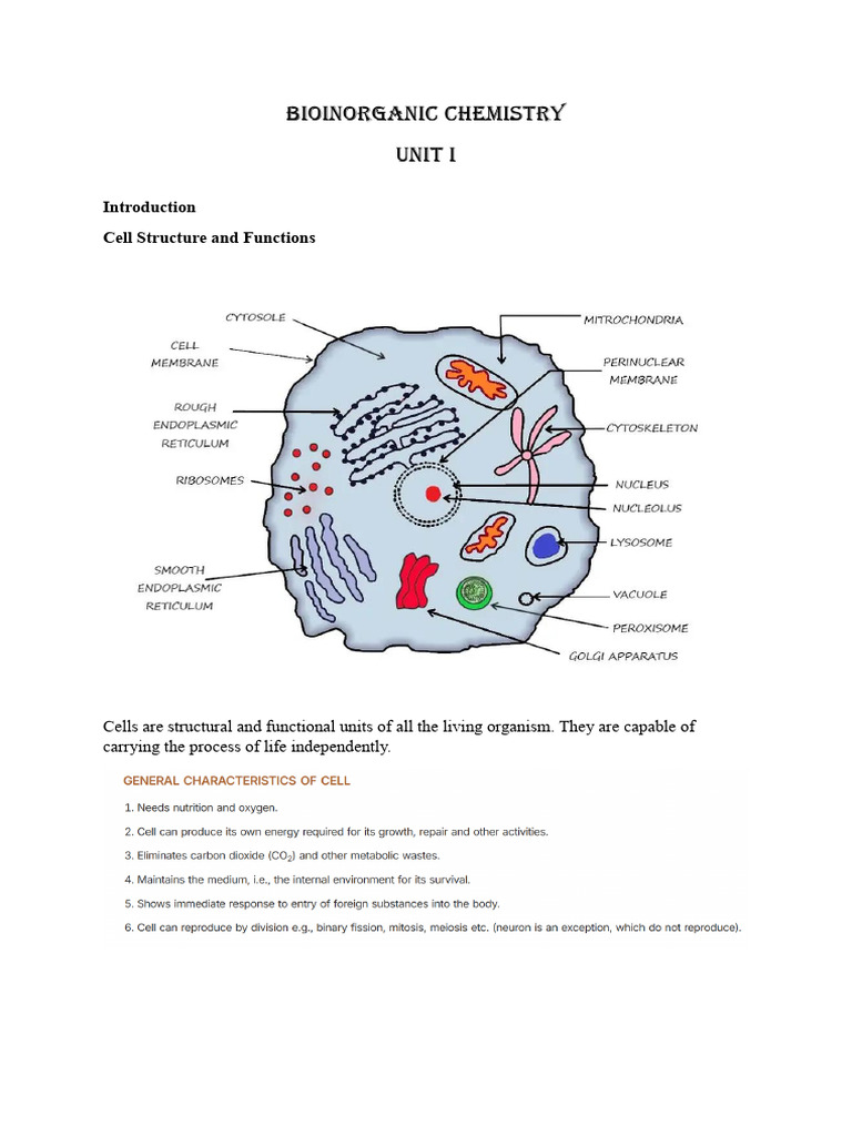 Unit I Bioinorganic Chemistry IV Sem | PDF | Electron Transport Chain ...