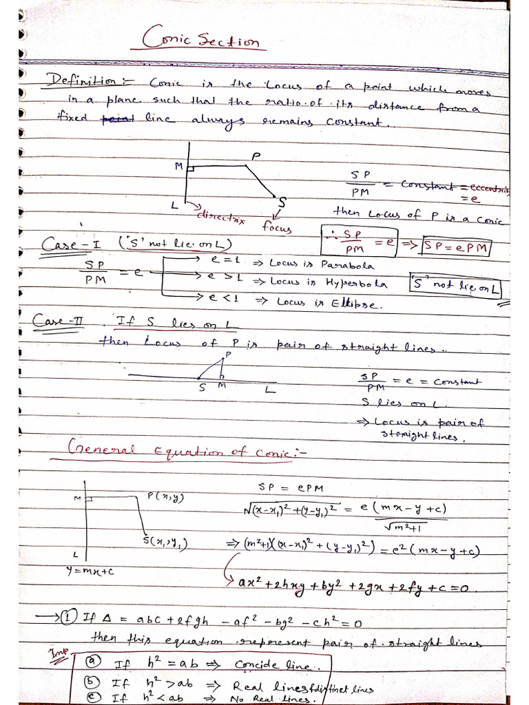 Conic Section Lec Notes | PDF