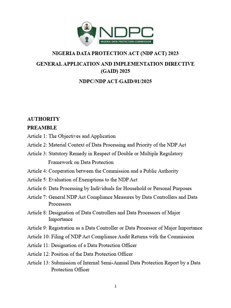 Ndpa Gaid 2025 | PDF | Http Cookie | Privacy