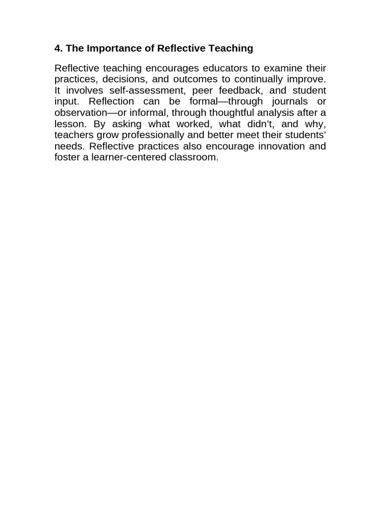 The Importance of Reflective Teaching | PDF