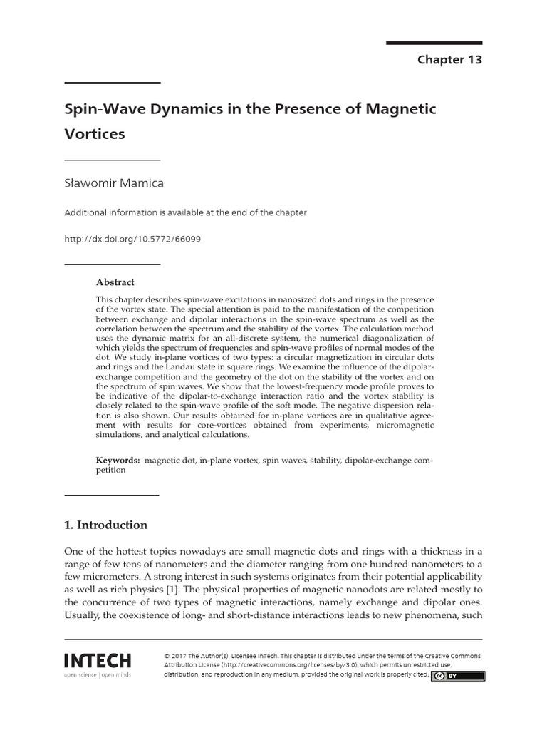 SW Dyn in Magnetic Vortices | PDF | Vortices | Magnetism