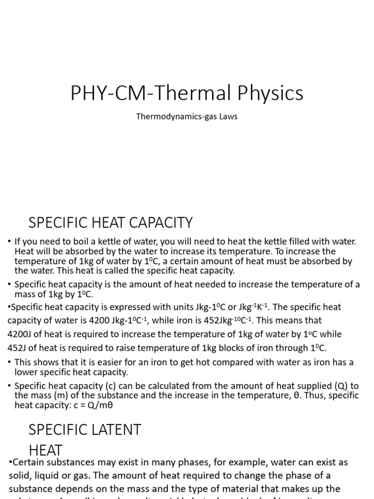 PHY CM Thermal Physics GasLaws | PDF | Gases | Latent Heat
