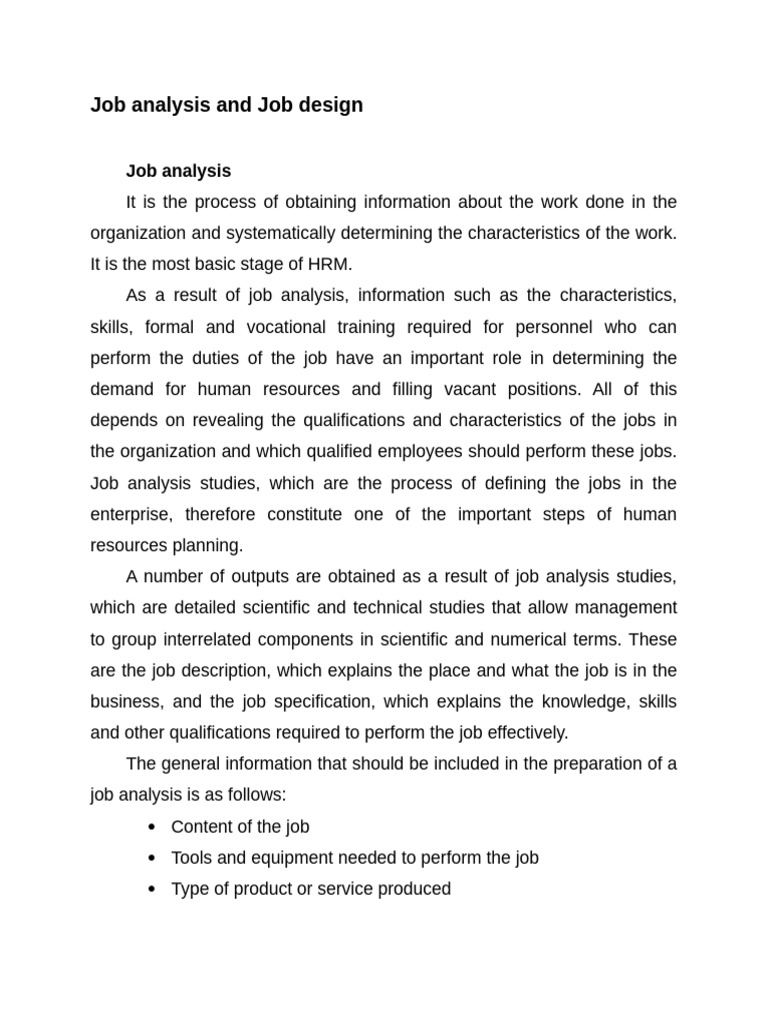 2. Job analysis and job design | PDF | Employment | Human Resource Management