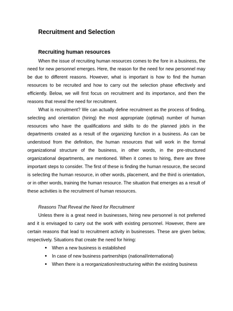 Recruitment and Selection | PDF | Human Resources | Recruitment
