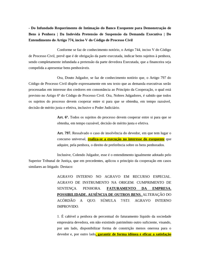 TESE - Do Infundado Requerimento de Intimação Do Banco Exequente para ...